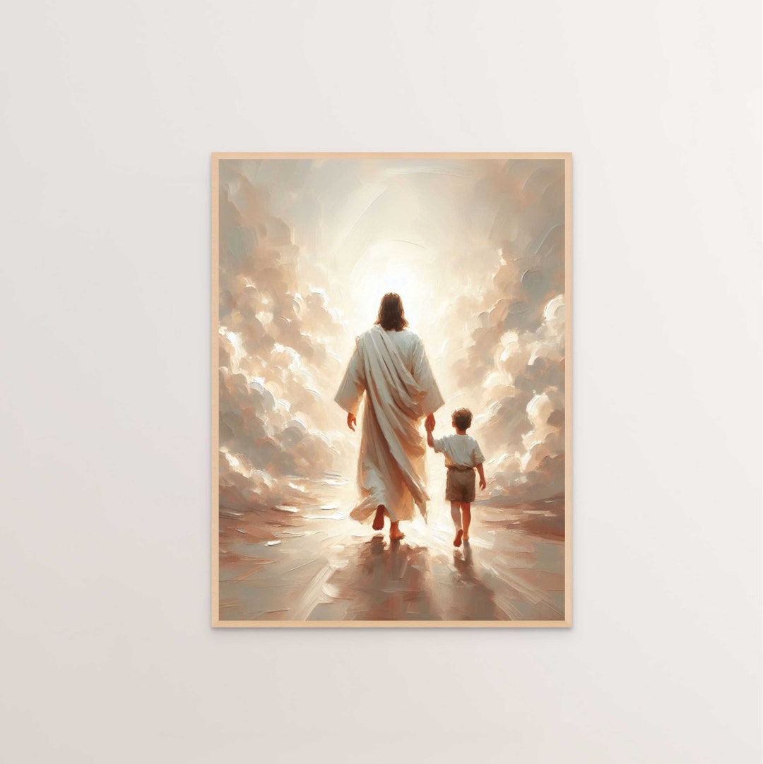 Following Him, Christian Painting, Jesus and Boy Walking, Jesus With ...