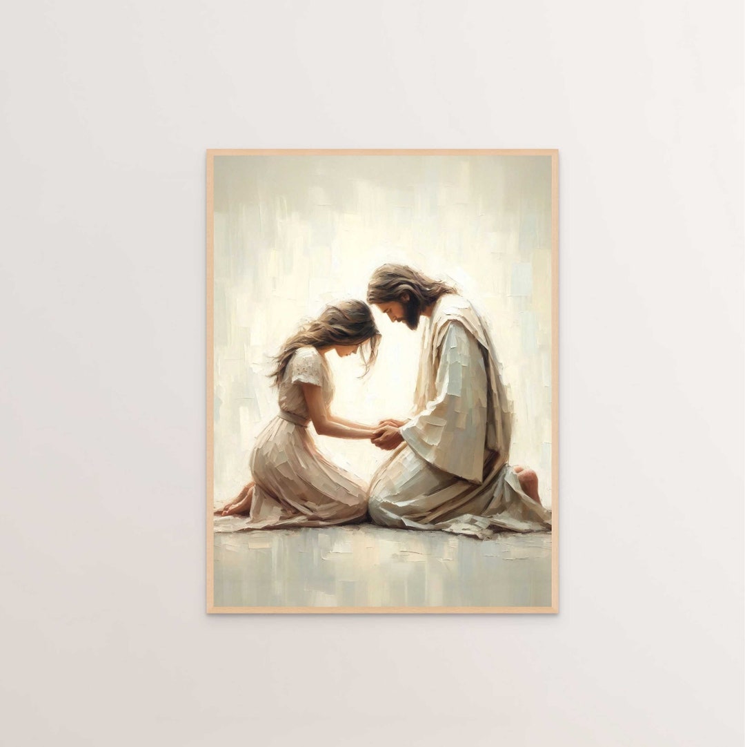 Jesus Comforting Woman, Christian Art, Jesus and Girl, Jesus Painting ...