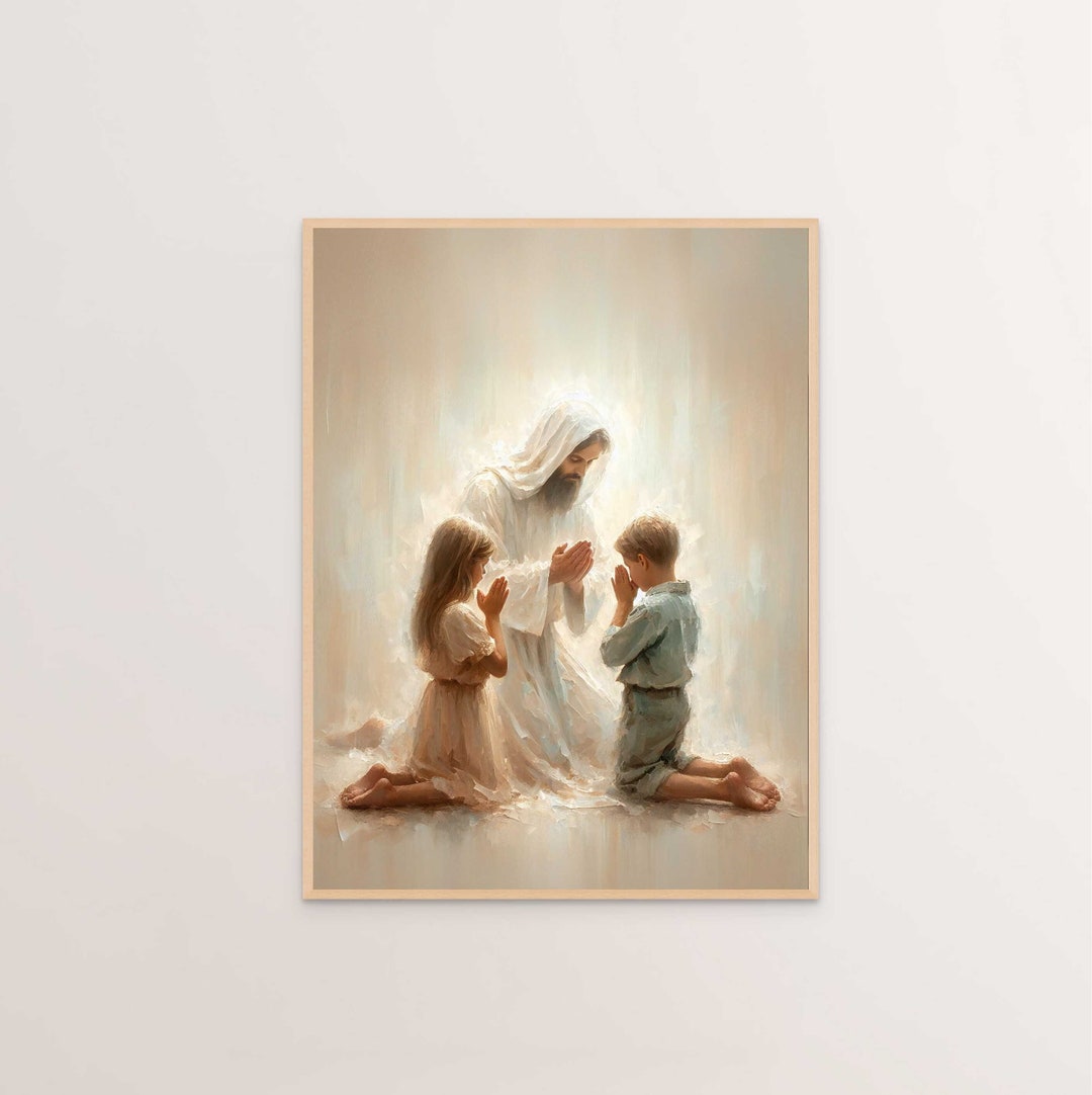 Safe With Him, Christian Art, Jesus With Kids, Jesus Children Prayer ...