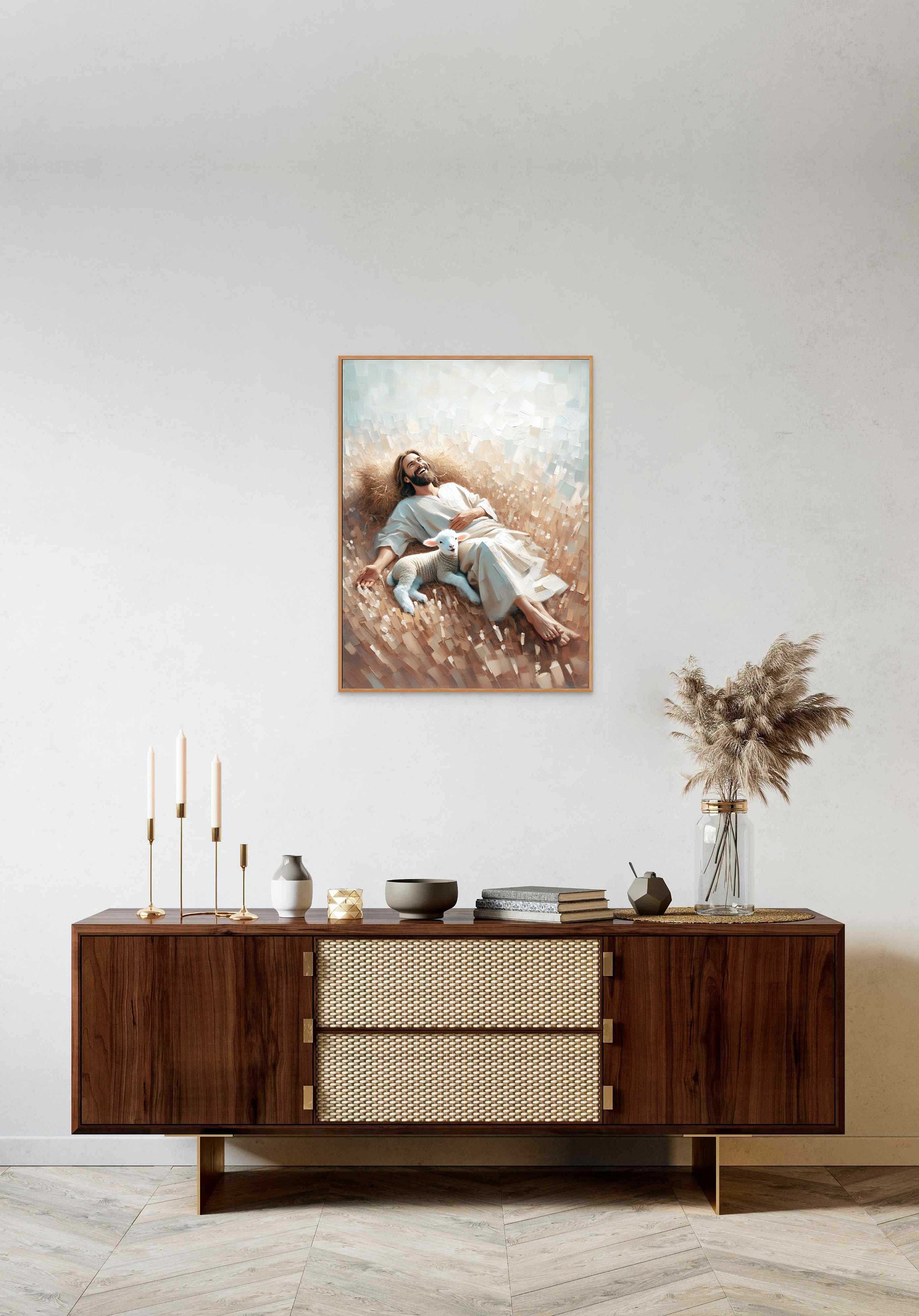 Sunday Rest, Digital Christian Art, Jesus Christ With Lamb, Jesus ...