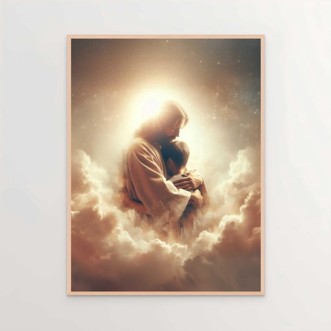 Heaven Series Jesus Hugging Boy, Christian Wall Art, Jesus With Boy ...