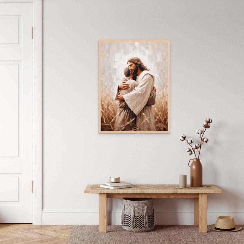Embrace Him, Christian Art, Jesus Hugging Man, Jesus Wall Art, LDS Art ...
