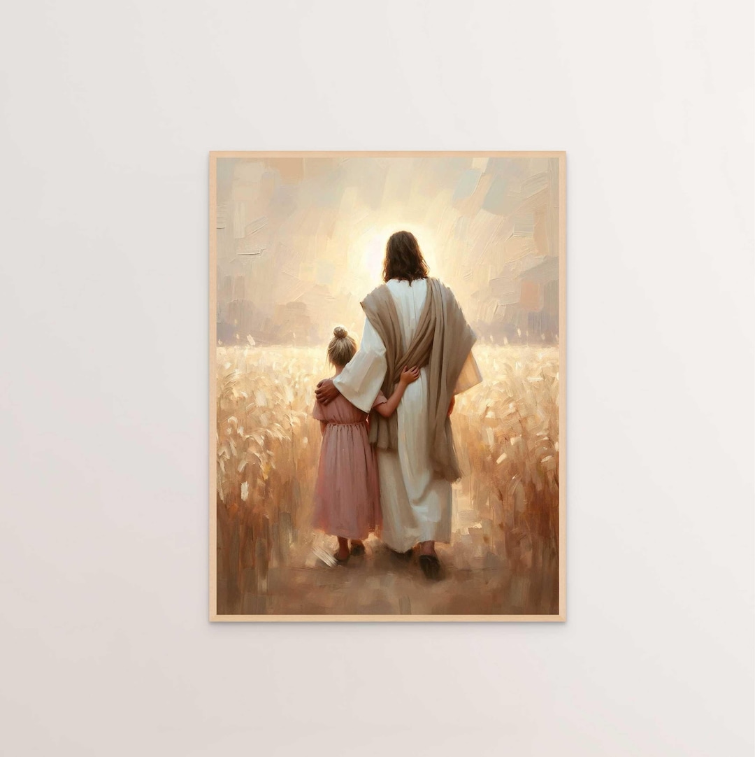 The Love of Christ, Christian Wall Art, Jesus Walking With Girl ...