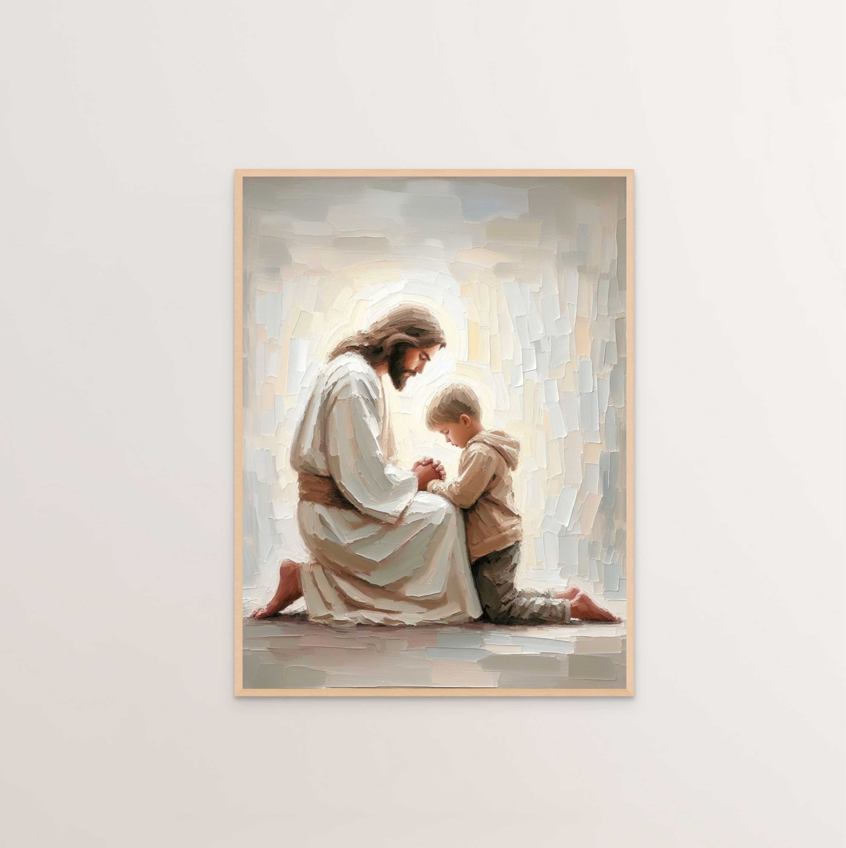Jesus and Little Boy Praying, Christian Art, Jesus and Boy, Jesus and ...