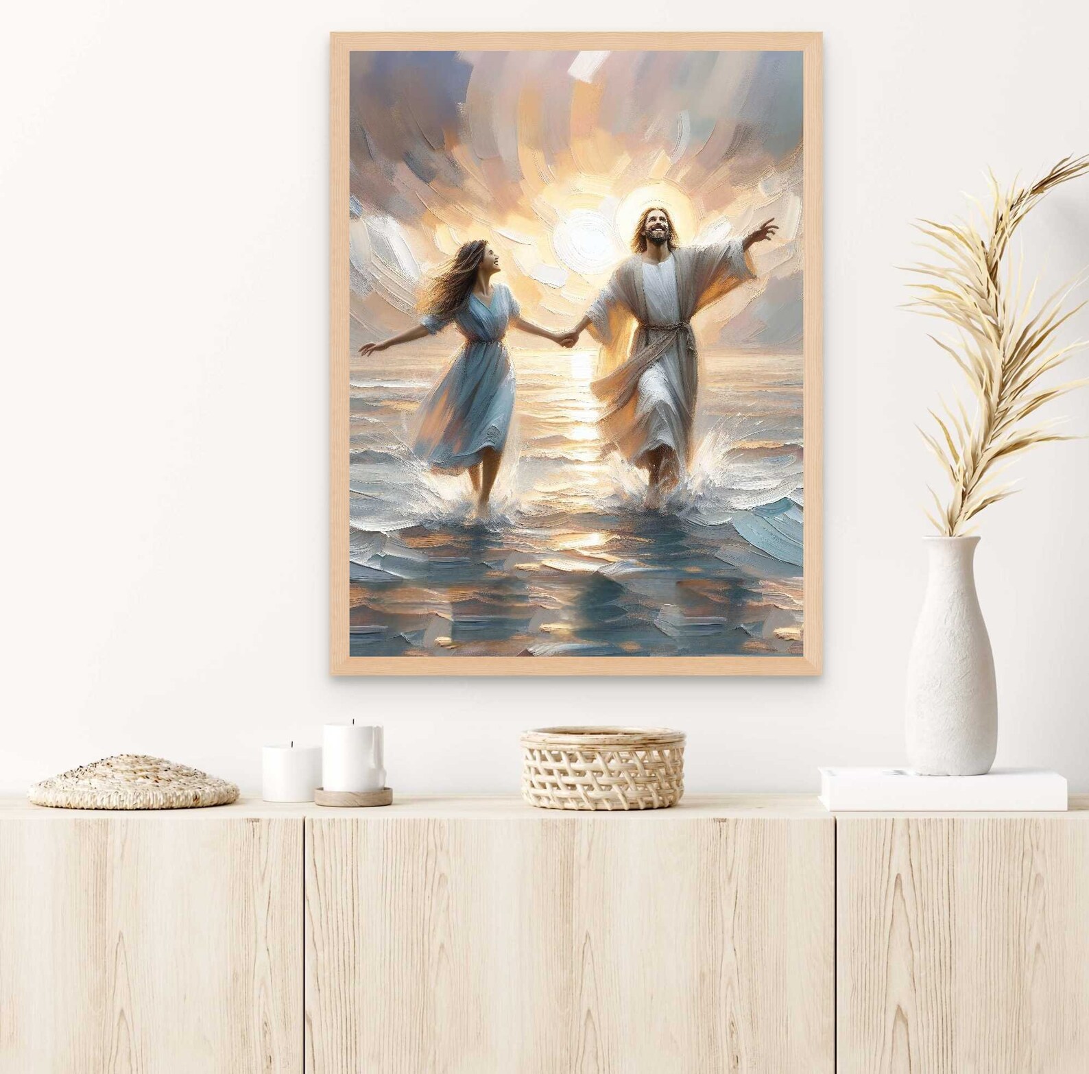 Miracle Together, Christian Painting, Jesus Walking on Water Painting ...