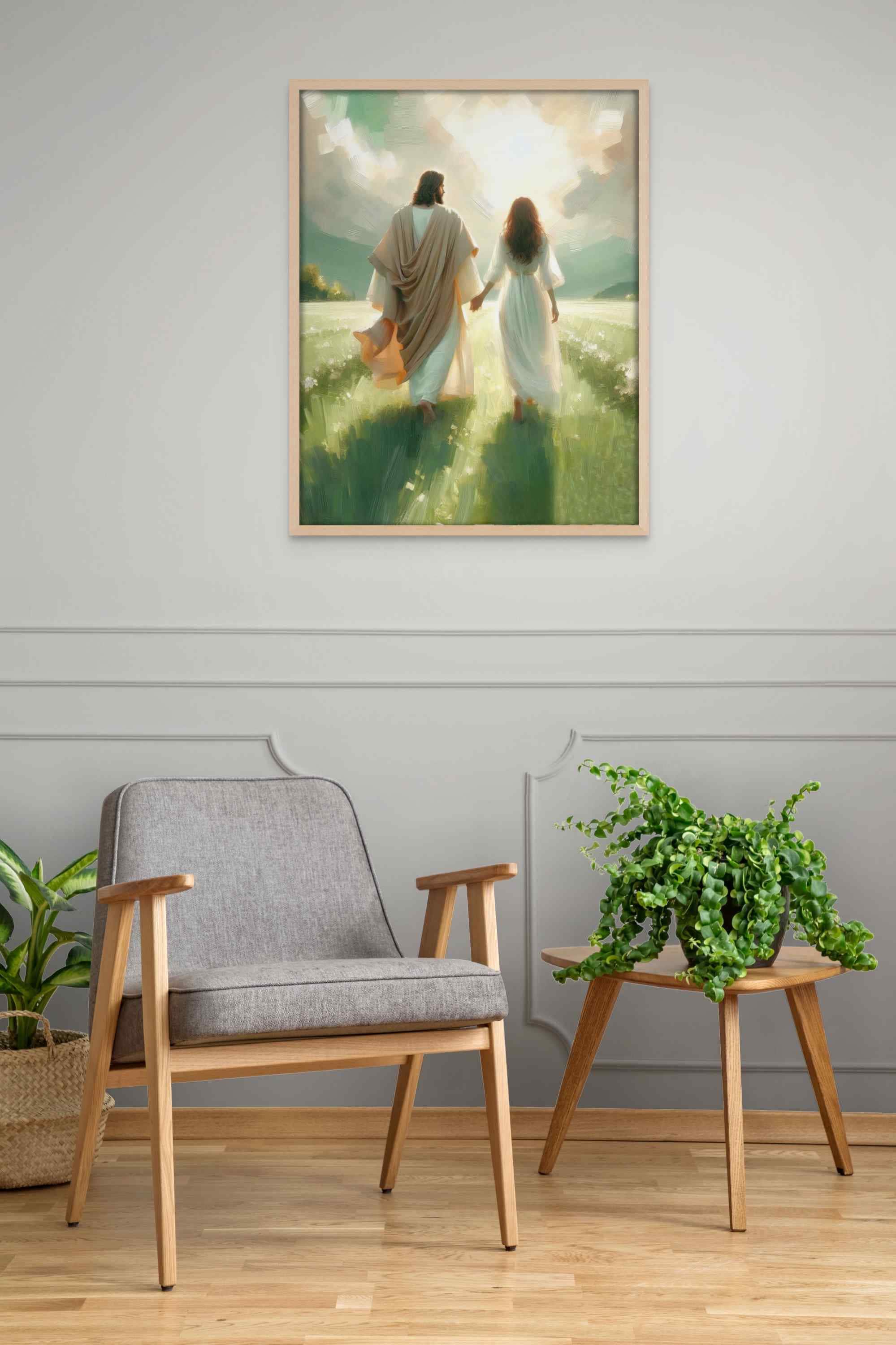 Walk With Me Jesus Christian Wall Art Jesus Walking With Woman Jesus and Girl Art Bible Art ...