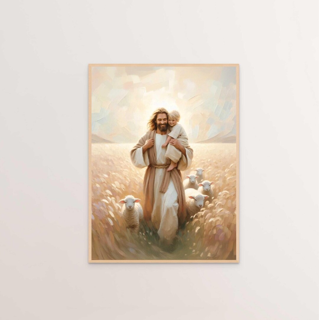 Shepherd's Family, Christian Painting, Jesus Shepherd Art, Jesus ...