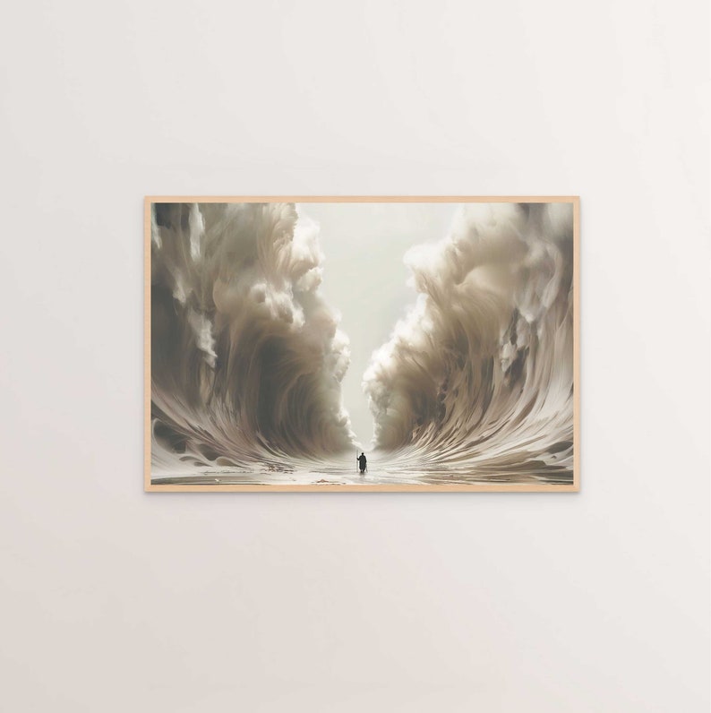 Moses Parting the Red Sea Landscape Painting, Old Testament, Moses Art ...
