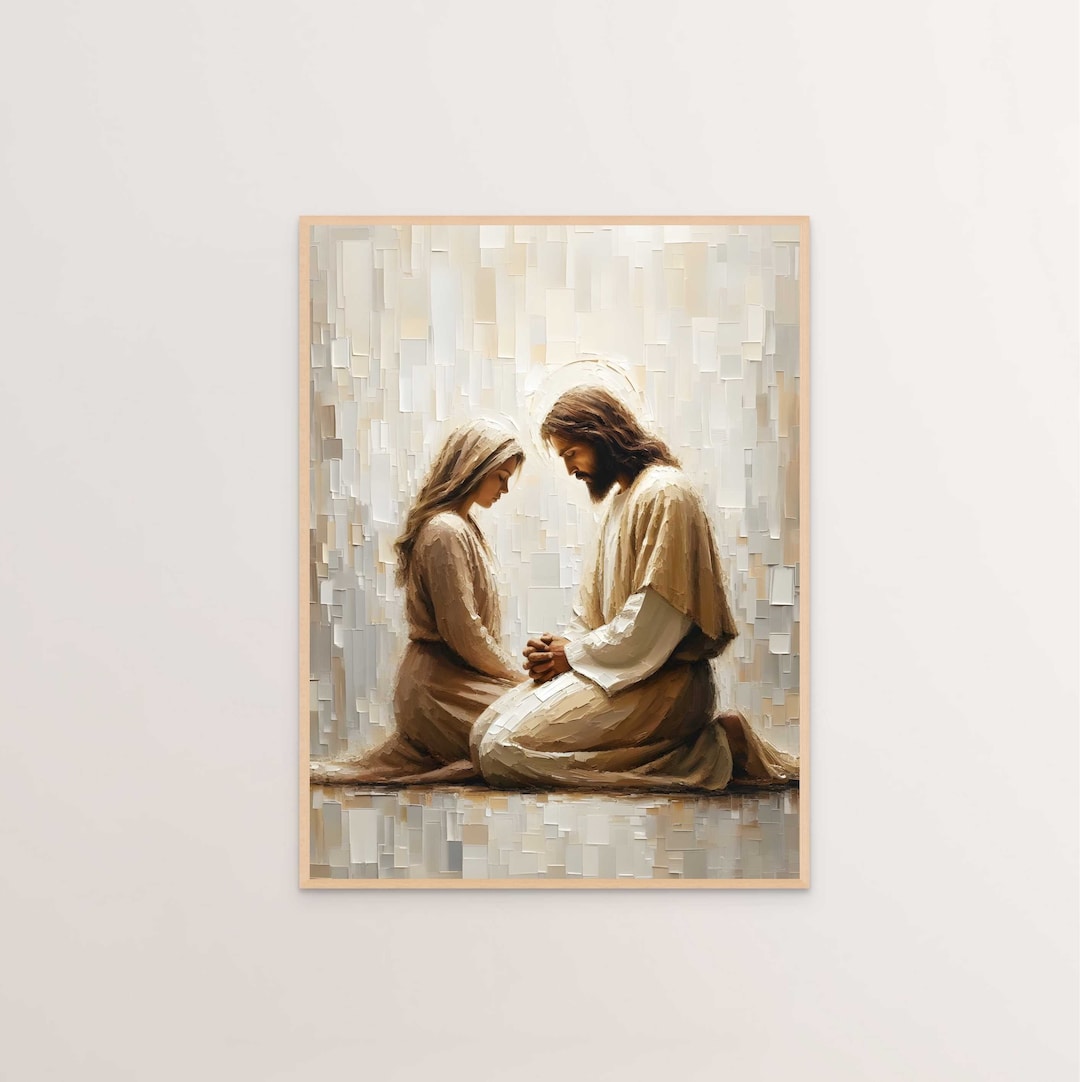 Woman Praying With Jesus, Christian Art, Jesus and Woman Prayer, Jesus ...
