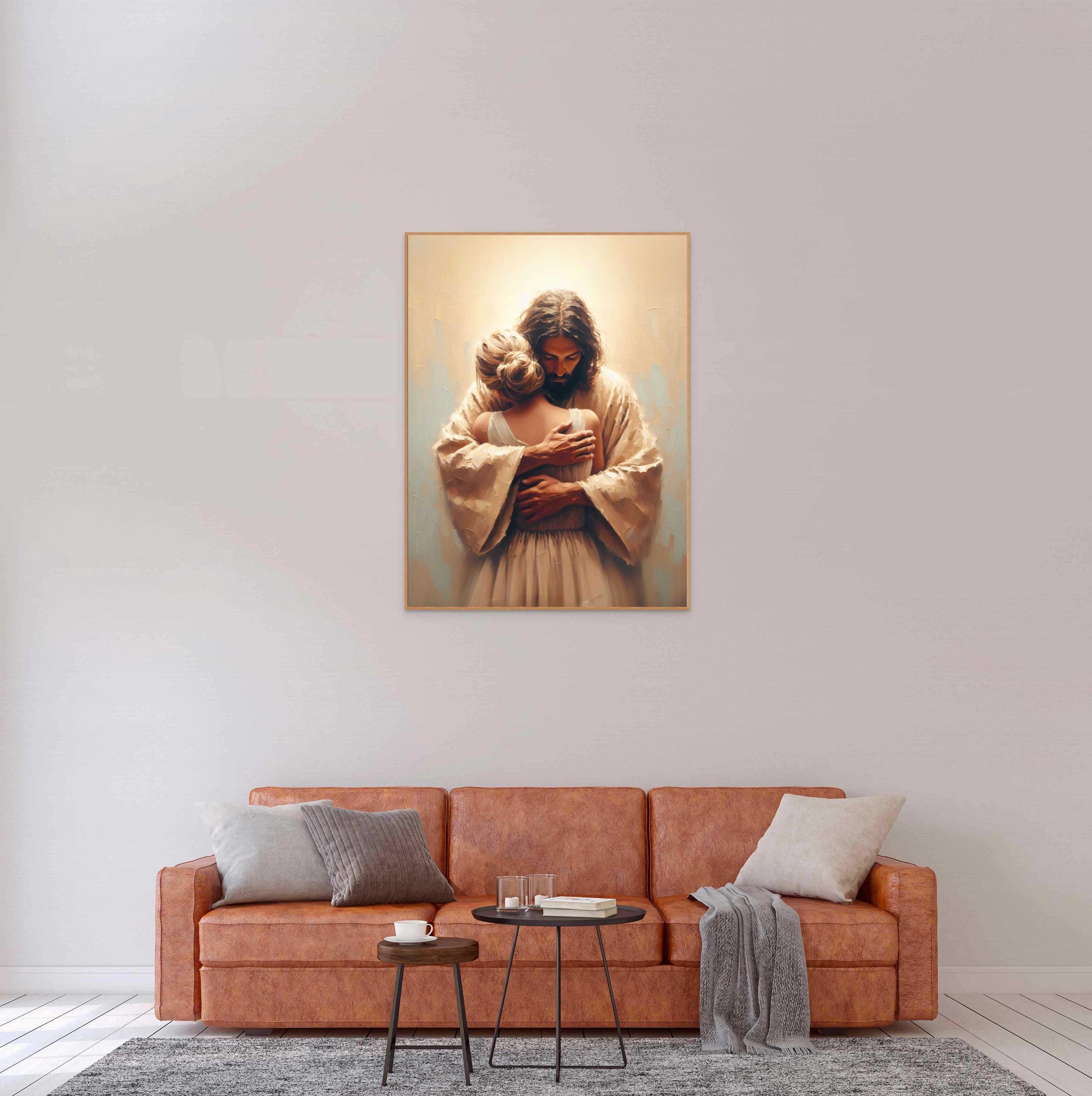 Jesus Knows Your Pain, Christian Art, Jesus Hugging Woman, Jesus Prints ...