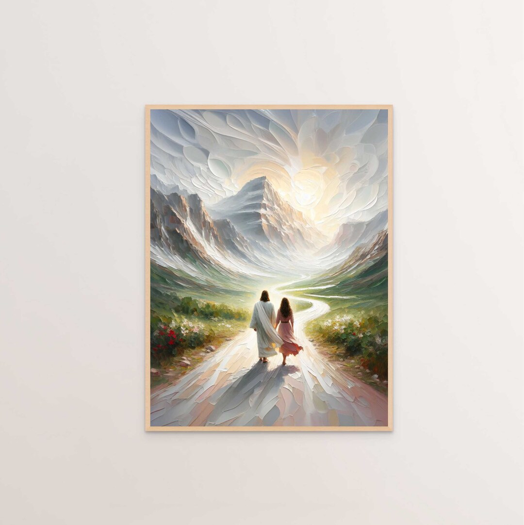 A Test of Faith, Modern Christian Art, Jesus Christ Walking With Woman ...