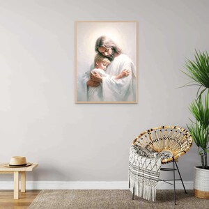 Jesus Hugging Boy Watercolor, Christian Painting, Jesus With Children ...