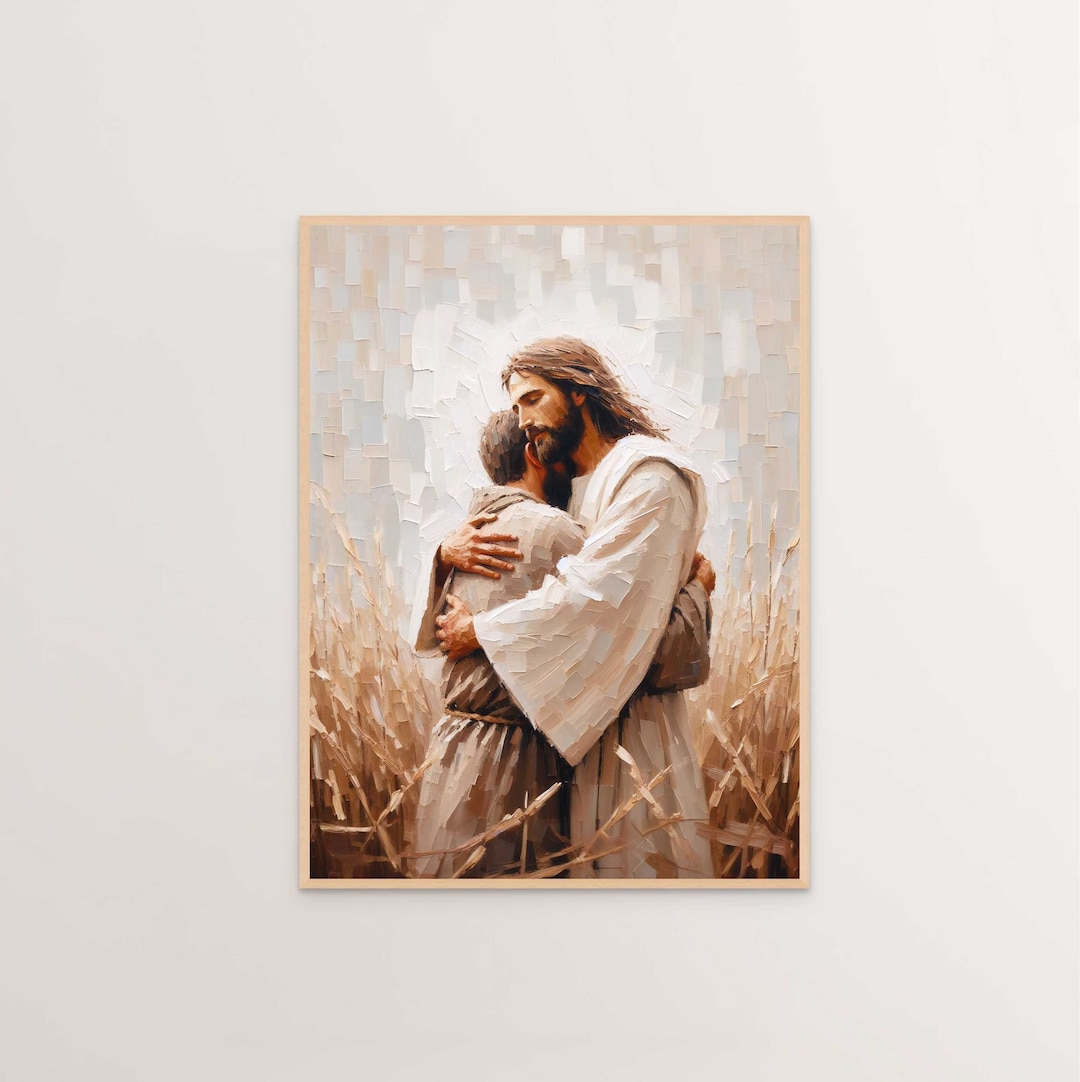 Embrace Him, Christian Art, Jesus Hugging Man, Jesus Wall Art, LDS Art ...