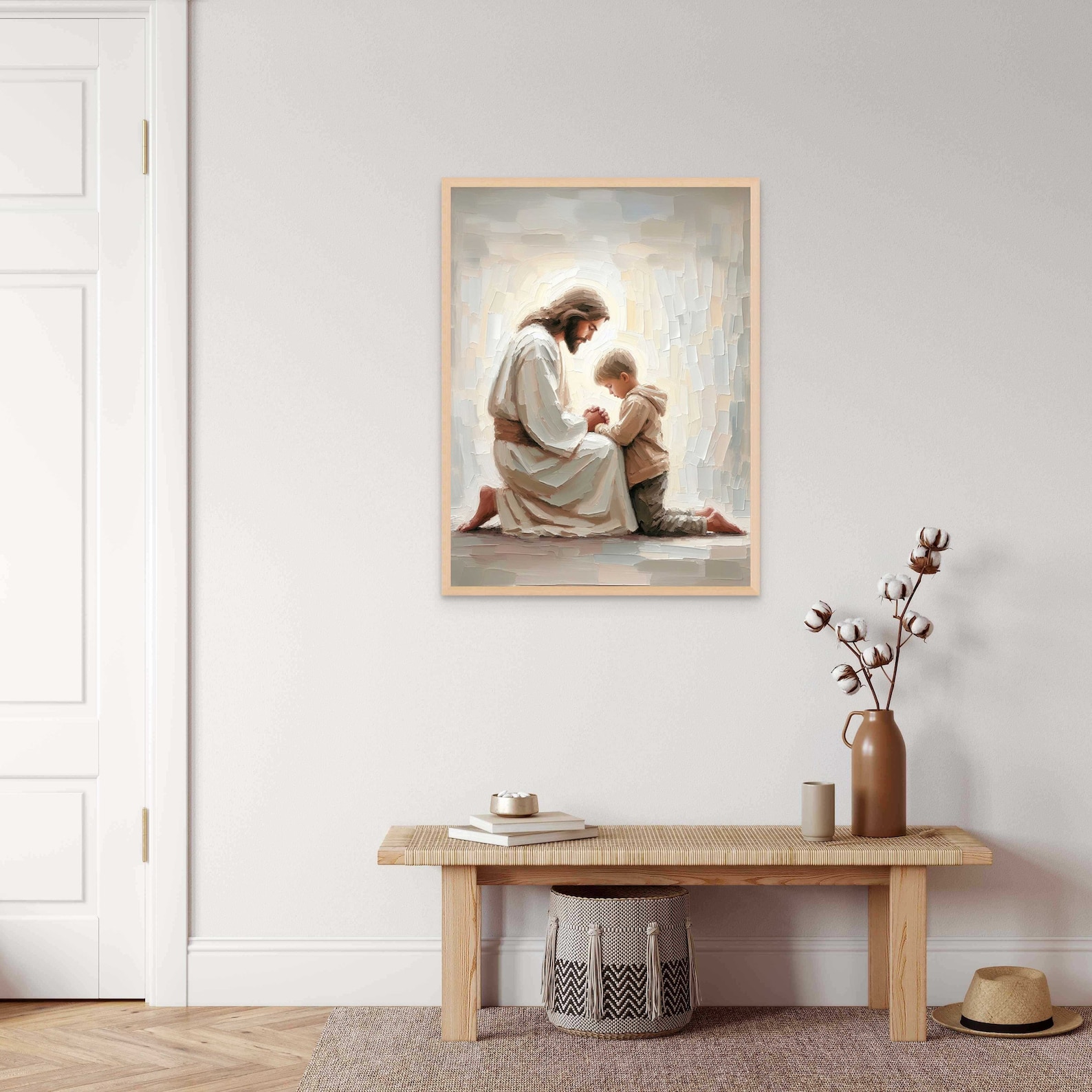 Jesus and Little Boy Praying, Christian Art, Jesus and Boy, Jesus and ...