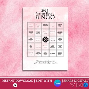 2025 Bingo Card Vision Board Bingo Template Printable 2025 New Year ...