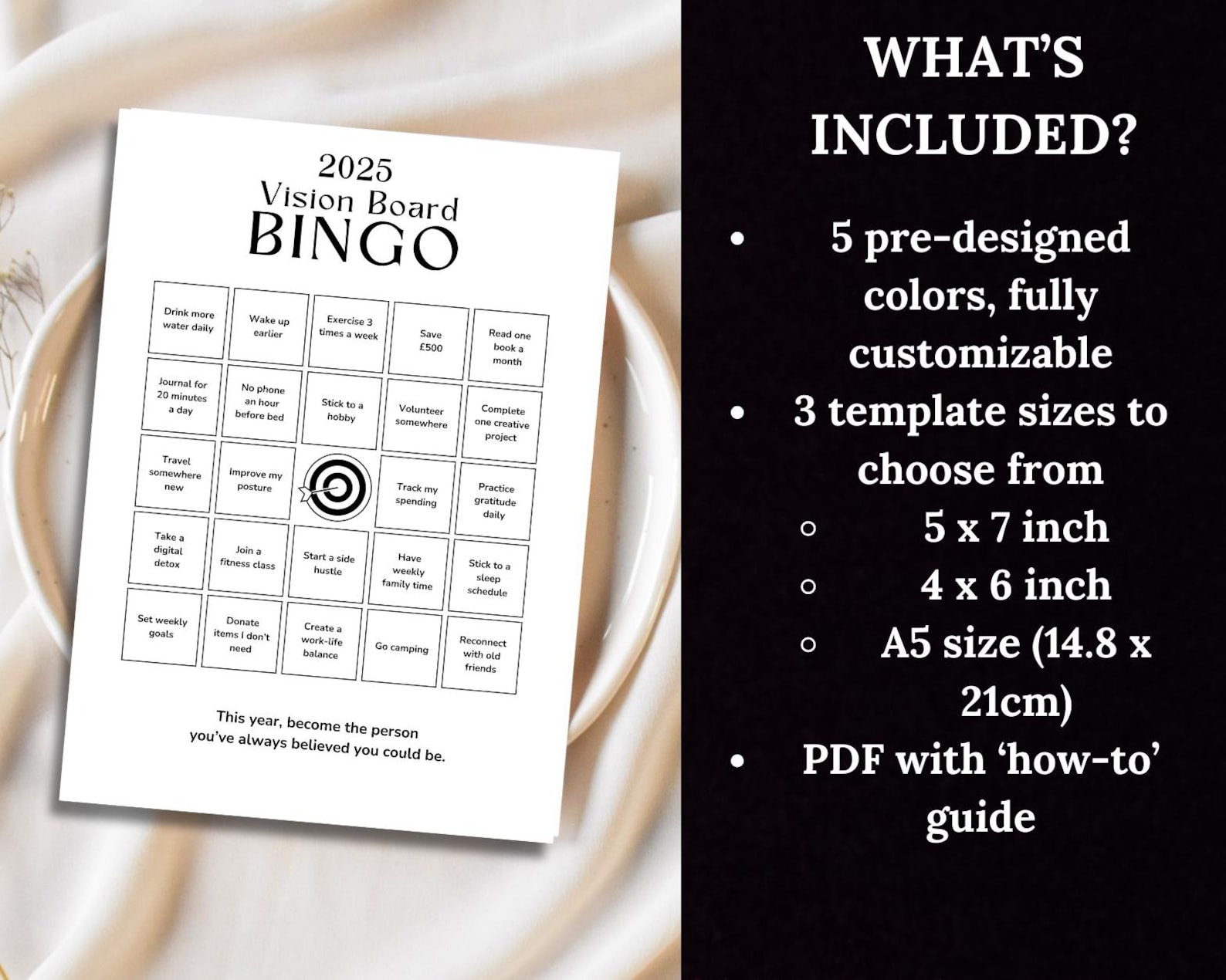 2025 Bingo Card Vision Board Bingo Template Printable 2025 New Year ...