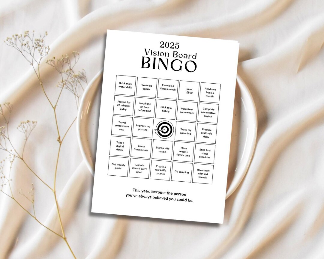 2025 Bingo Card Vision Board Bingo Template Printable 2025 New Year ...