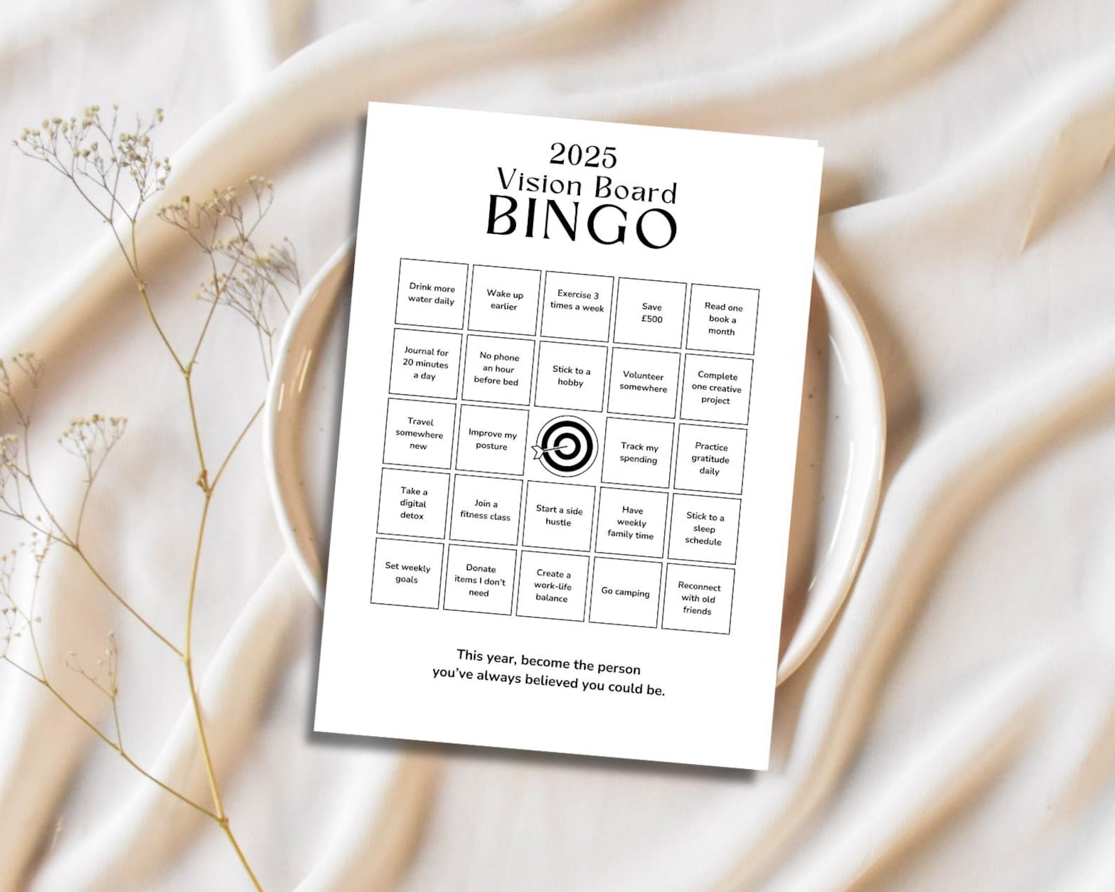 2025 Bingo Card Vision Board Bingo Template Printable 2025 New Year ...