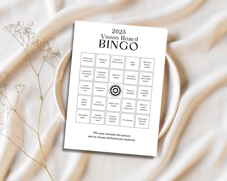 2025 Bingo Card Vision Board Bingo Template Printable 2025 New Year ...