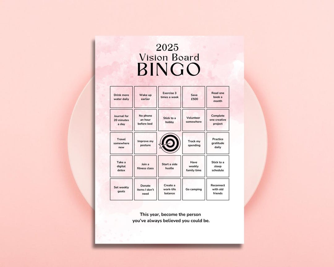 2025 Bingo Card Vision Board Bingo Template Printable 2025 New Year ...