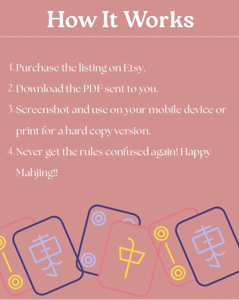 Beginner Mahjong Rule Guide: 4x6 Reference Card (PDF Download) - Etsy