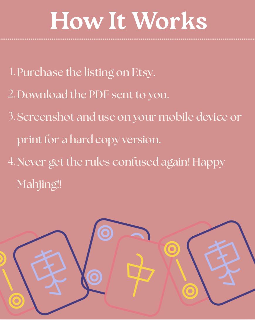 Beginner Mahjong Rule Guide: 4x6 Reference Card (PDF Download) - Etsy