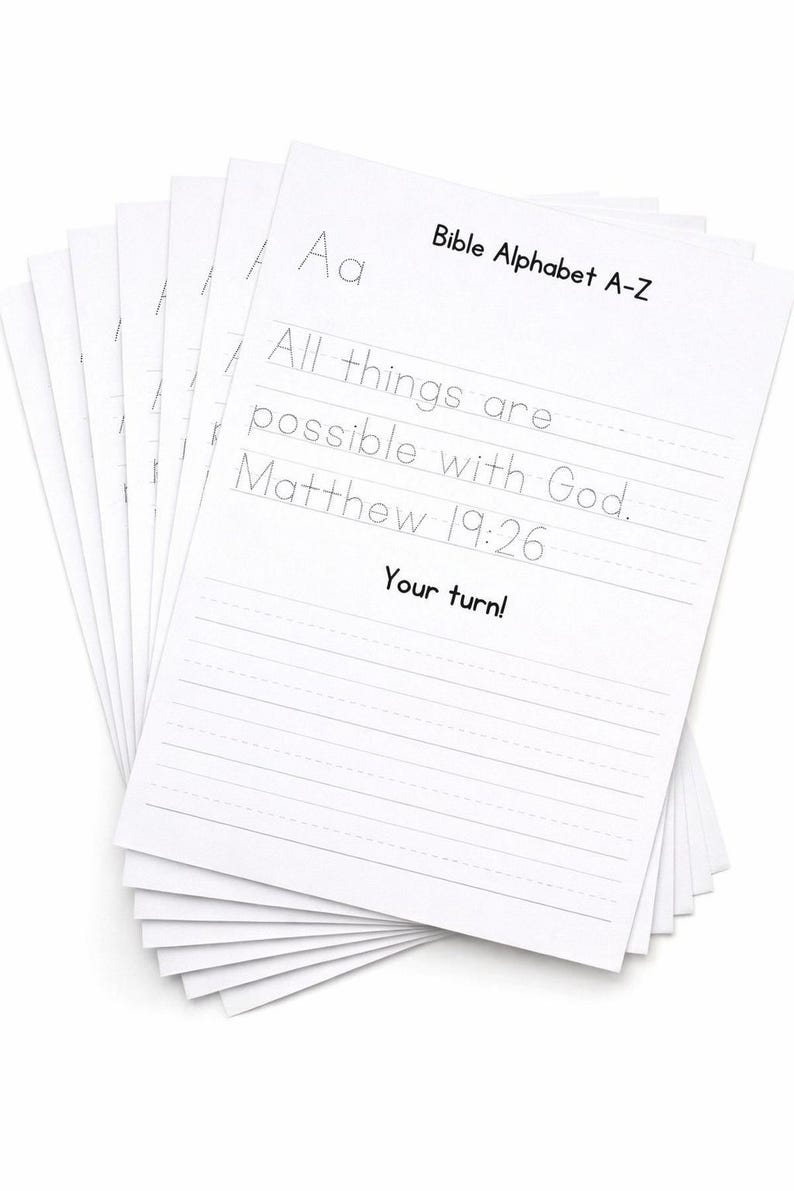 A-Z Bible Verse Printable Tracing Worksheets - Etsy