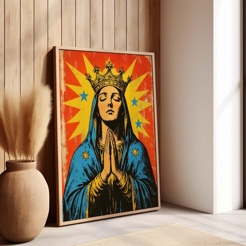 Virgin Mary Illustration, Holy Artwork, Lady Guadalupe Wall Art ...