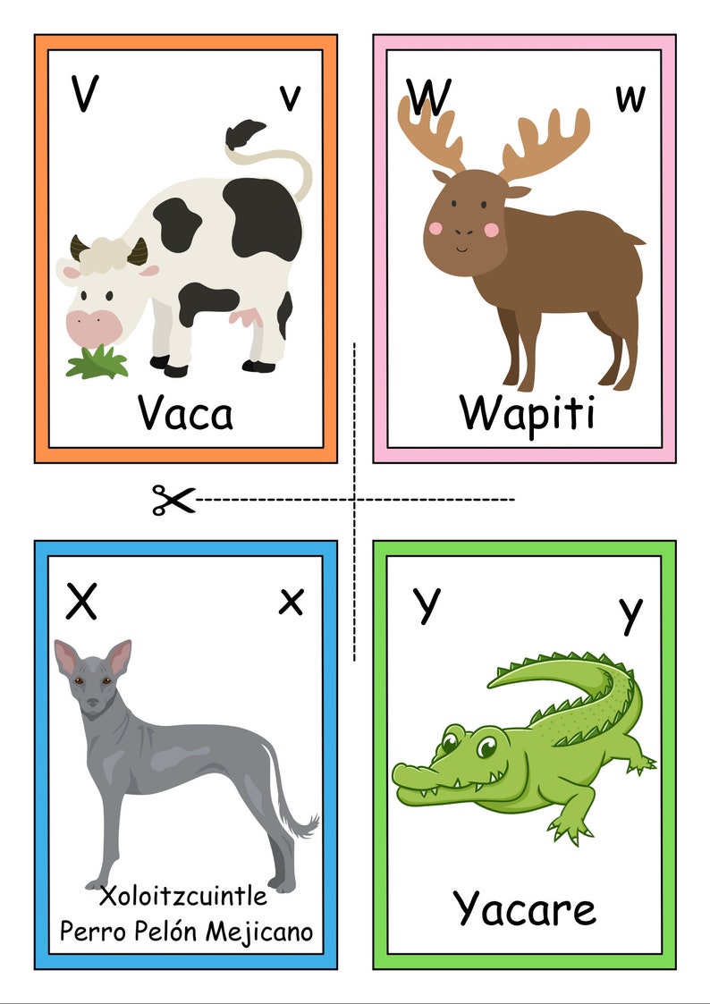 Abecedario De Animales En Espanol Animal Alphabet in Spanish - Etsy ...