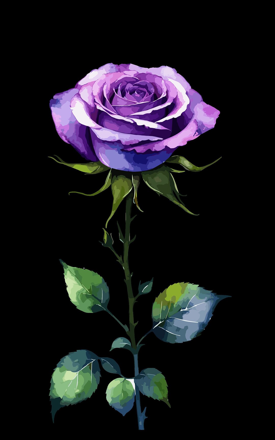 A Single Violet Rose Created Using Generated AI and Covert to Vector - Etsy