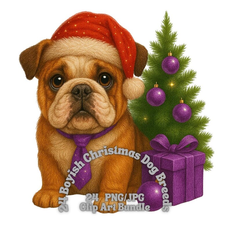 Christmas Dog Clipart: Festive Holiday PNG & JPG Graphics (digital ...