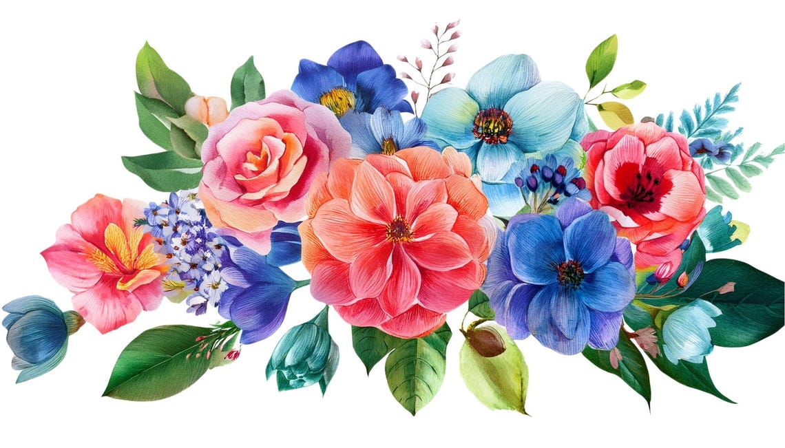Vibrant Floral Clipart for Tumblers Watercolor Flowers Tumbler Wraps ...