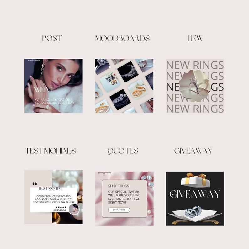 100 Jewelry Instagram Templates | Instagram Post Jewelry | PLR MRR ...