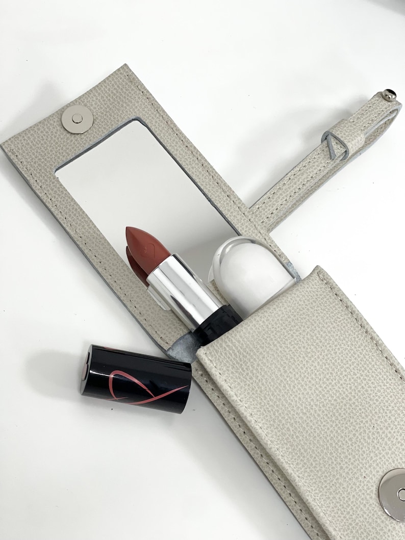 Handmade Leather Lipstick Case With Mirror: Bag Charm Pouch - Etsy