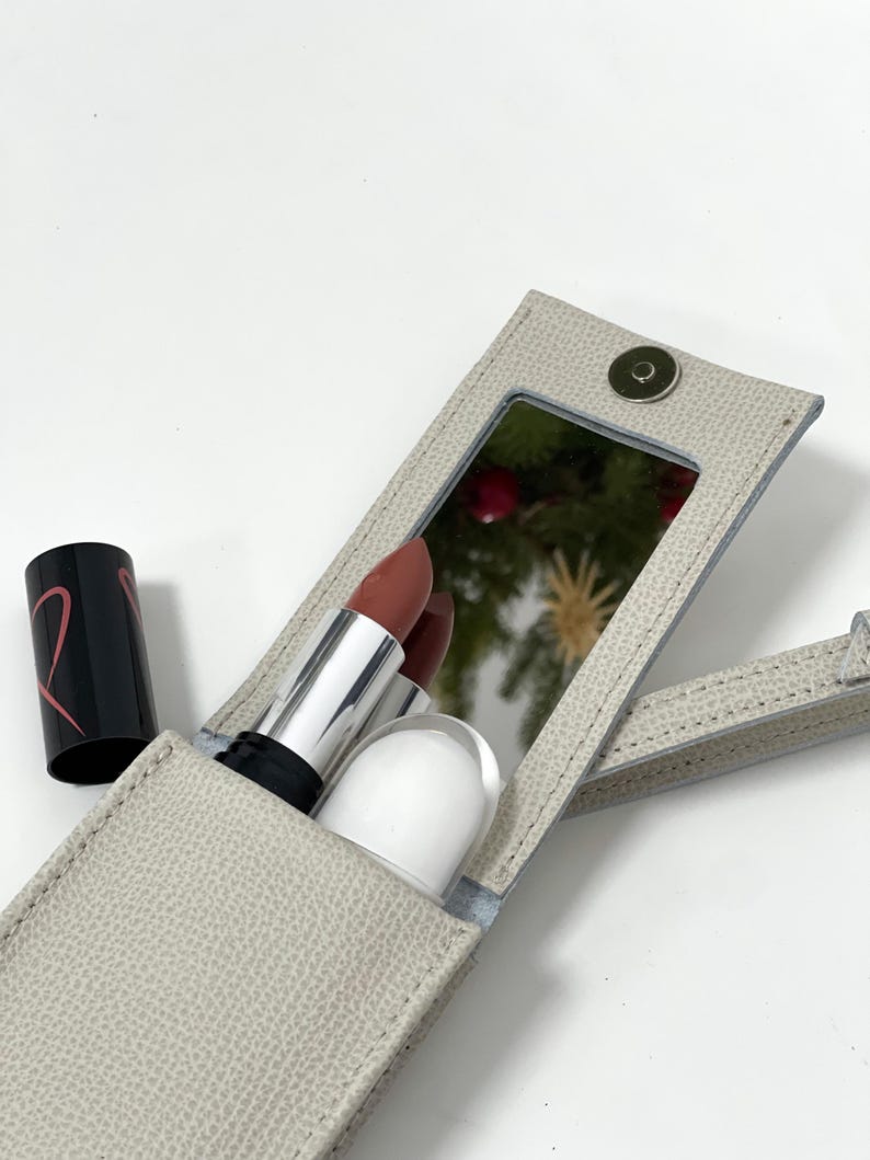 Handmade Leather Lipstick Case With Mirror: Bag Charm Pouch - Etsy