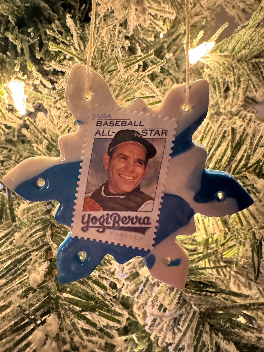 Yogi Berra Yankees Snowflake Ornament USPS Yogi Berra Forever Stamp on ...