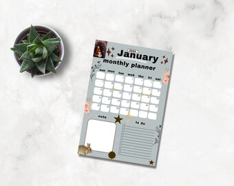 Printable January Calendar Downloadable Monthly Planner Editable Winter ...