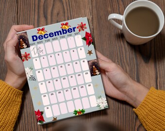 Printable January Calendar Downloadable Monthly Planner Editable Winter ...