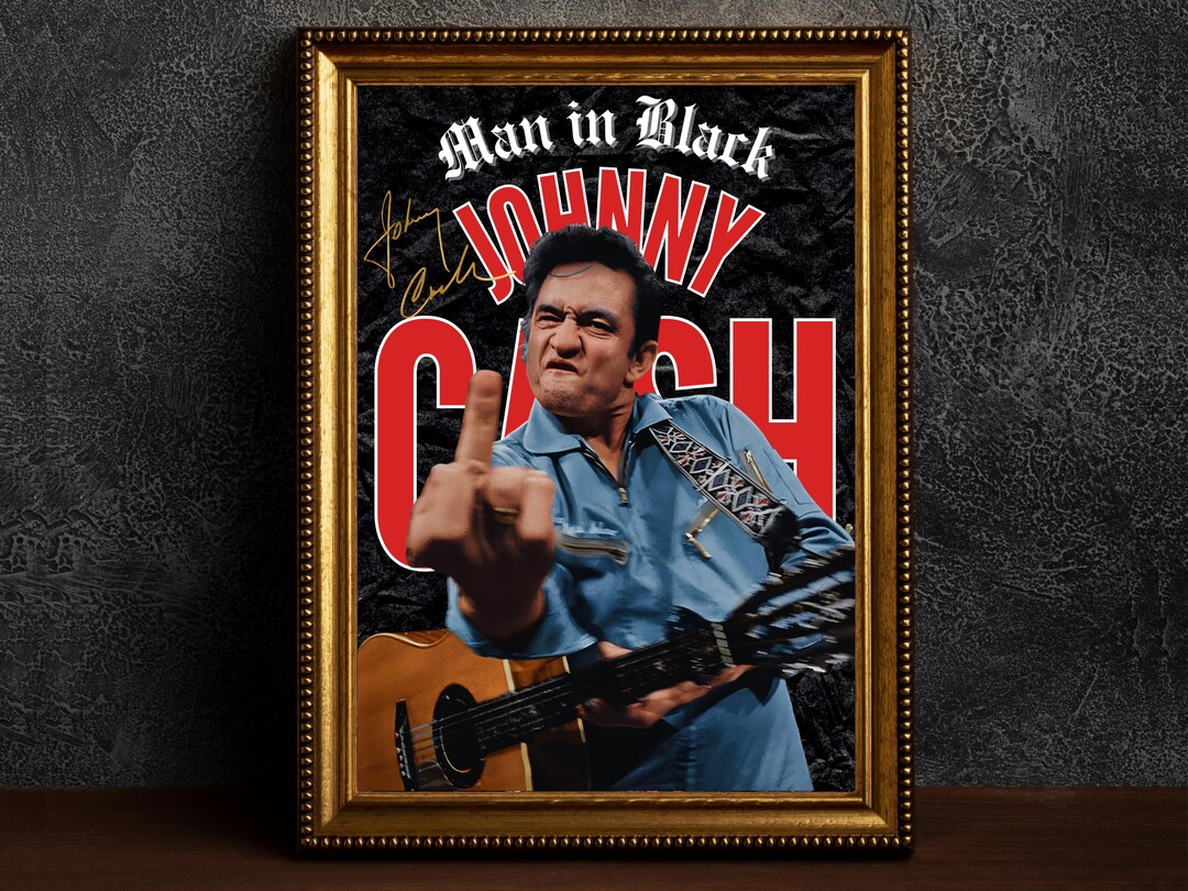 Johnny Cash Autographed Poster / Music Legend Wall Art / Rockstar Print ...