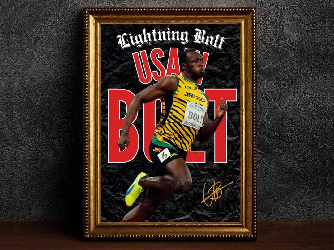 Usain Bolt Autographed Poster Football Print / Motivational Wall Art ...