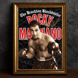 Rocky Marciano Autographed Poster Boxing Print / Motivational Wall Art ...