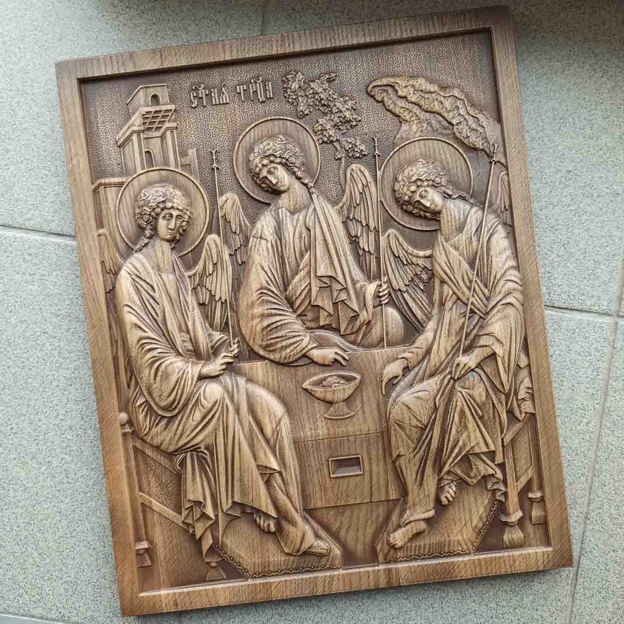 Painting: the Trinity. Divine Wooden Icons Holy Trinity. Wooden Print ...
