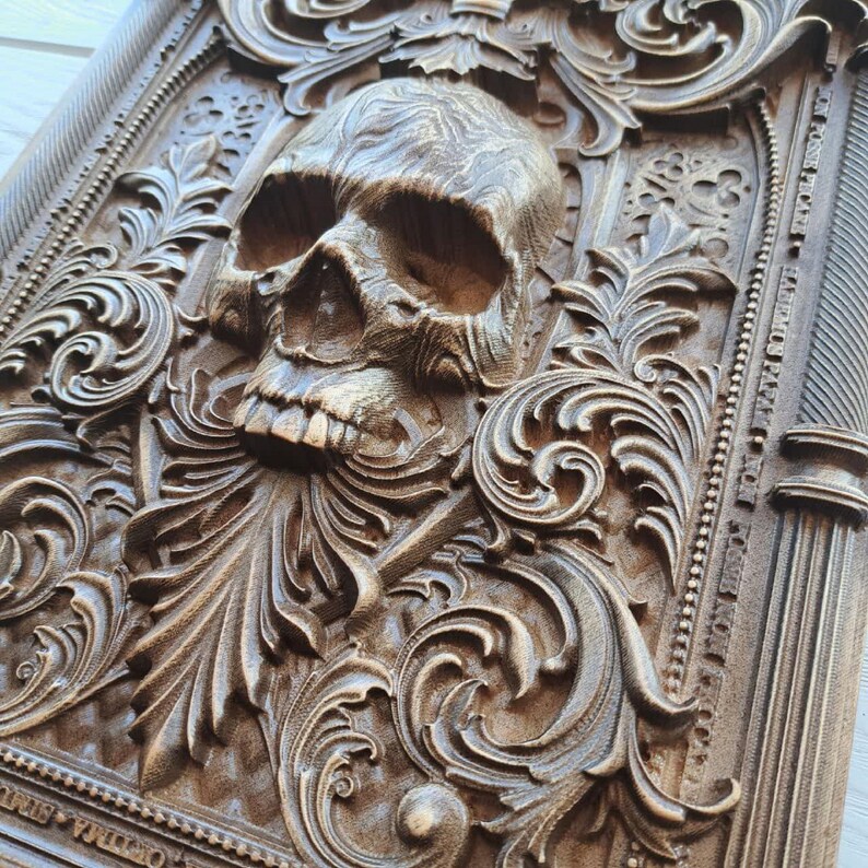 Skull. Skull Wood. A Carved Skull Made of Wood. Dark Art. Santa Muerte ...