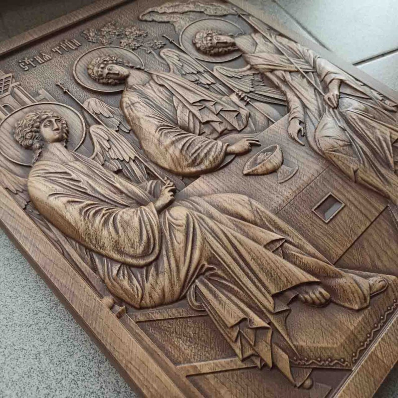 Painting: the Trinity. Divine Wooden Icons Holy Trinity. Wooden Print ...