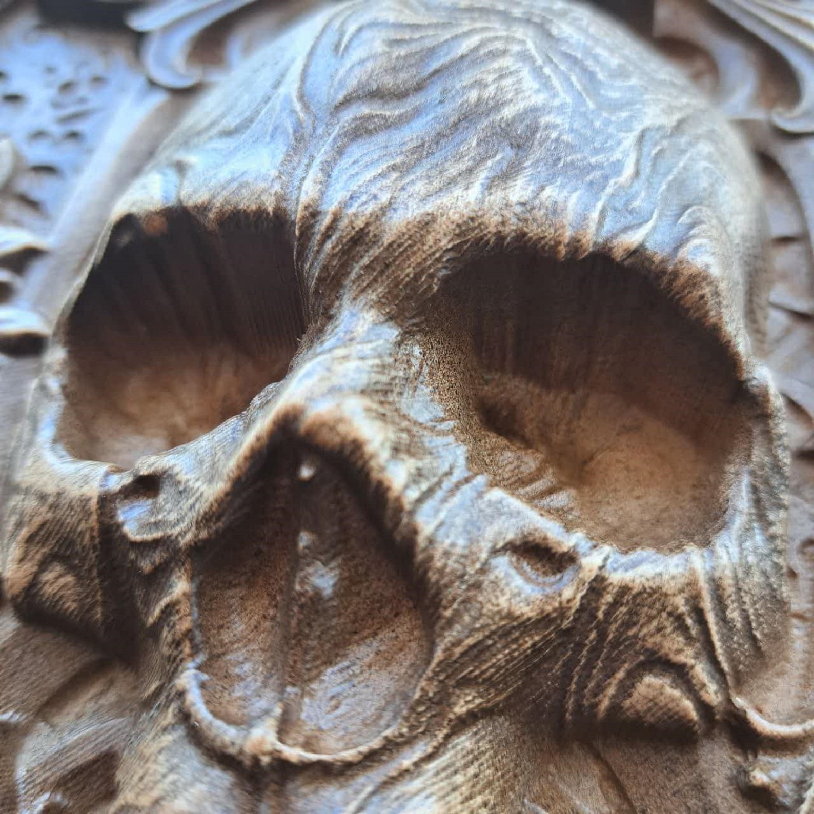 Skull. Skull Wood. A Carved Skull Made of Wood. Dark Art. Santa Muerte ...