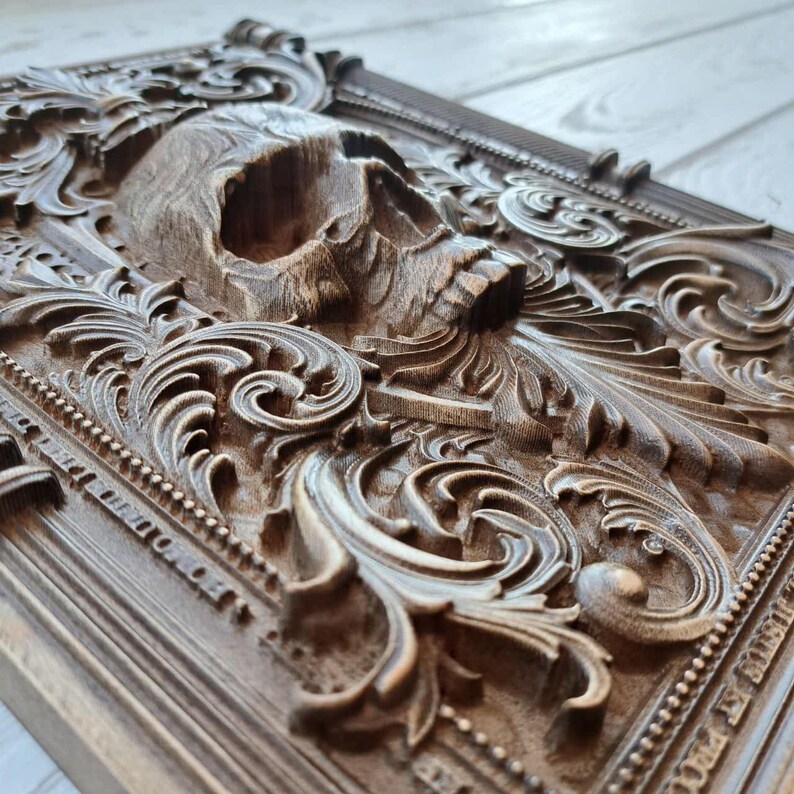 Skull. Skull Wood. A Carved Skull Made of Wood. Dark Art. Santa Muerte ...