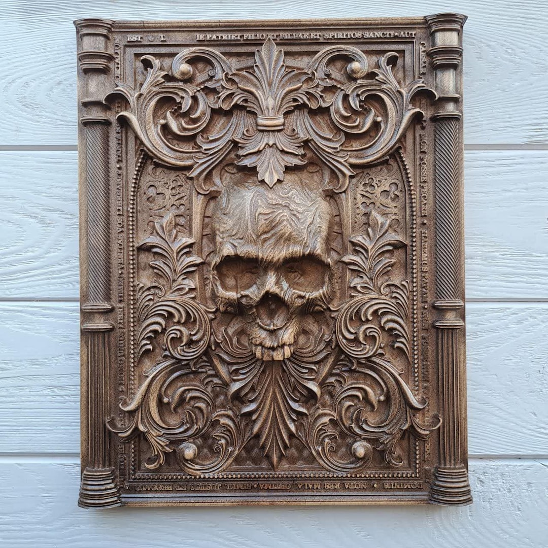 Skull. Skull Wood. A Carved Skull Made of Wood. Dark Art. Santa Muerte ...