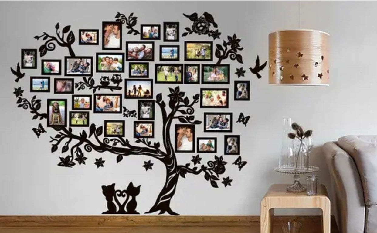 Family Tree. Family Tree Art. Collage. Wooden Family Tree With Photo ...
