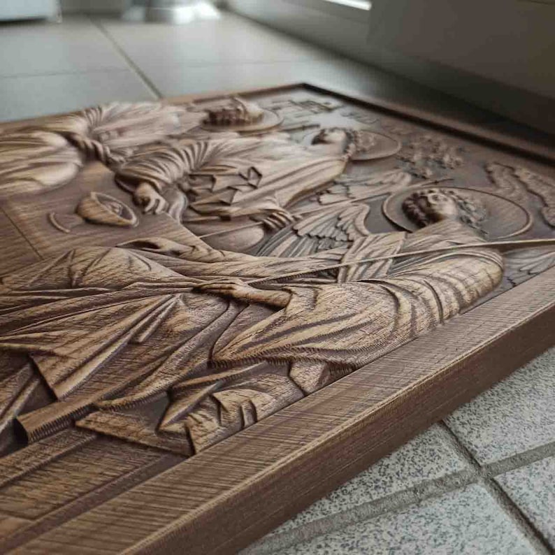 Painting: the Trinity. Divine Wooden Icons Holy Trinity. Wooden Print ...