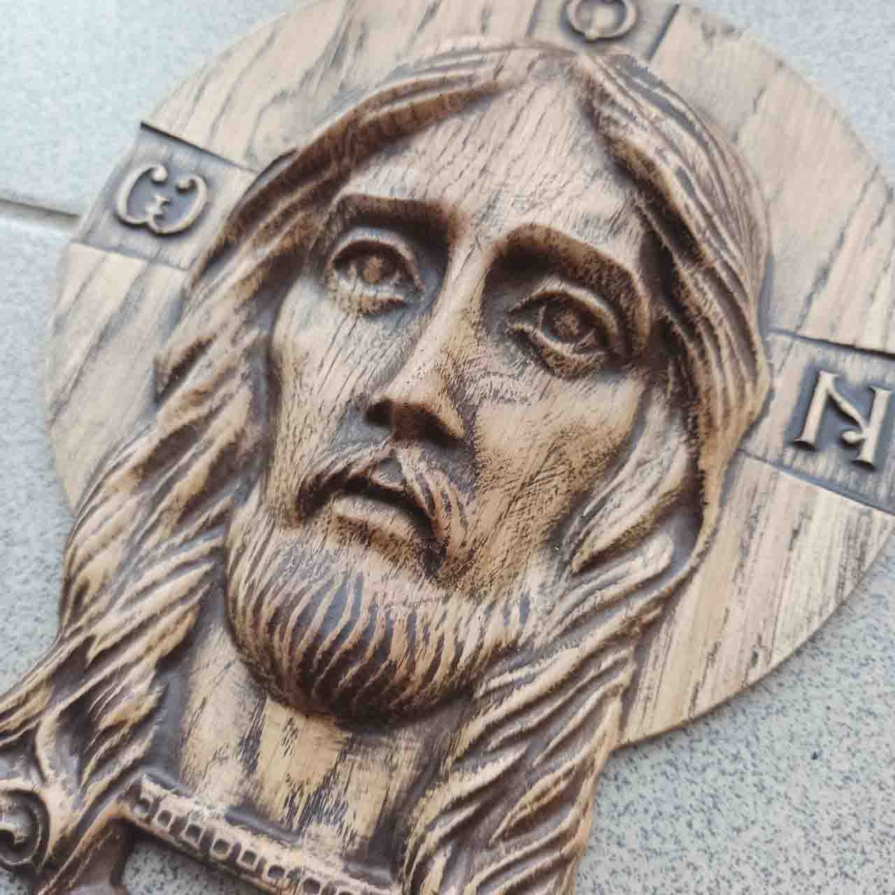 Icon of Jesus Christ. Bas-relief: the Face of Jesus. Sacred Heart of ...
